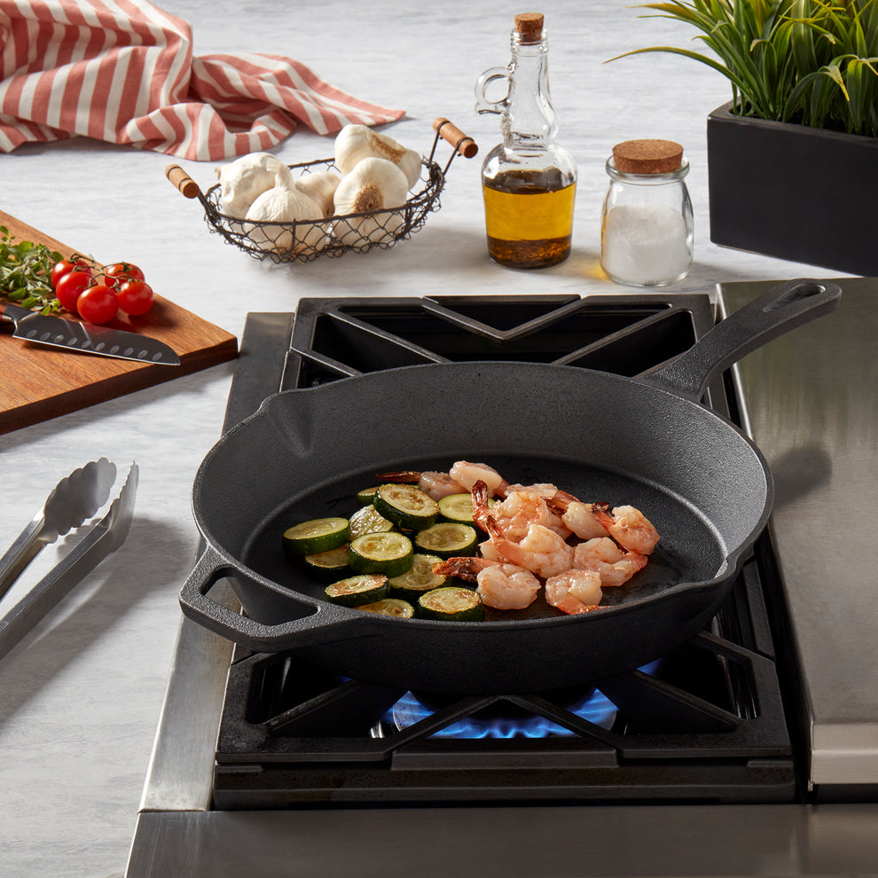 12" Round Pre-Seasoned Cast Iron Skillet Frying Pan – Smith & Clark