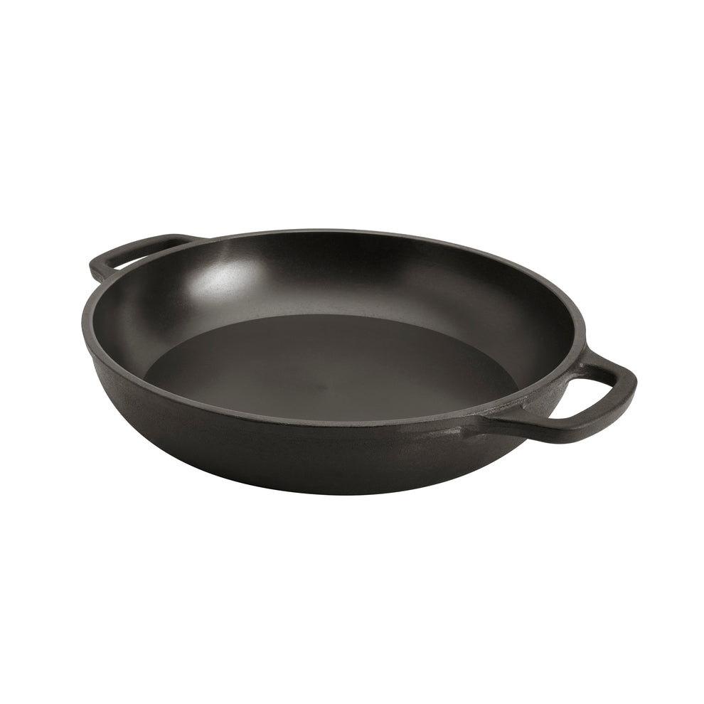 13" Smooth Cast Round Pre-Seasoned Cast Iron Sauteuse Fry Pan with Sid ...