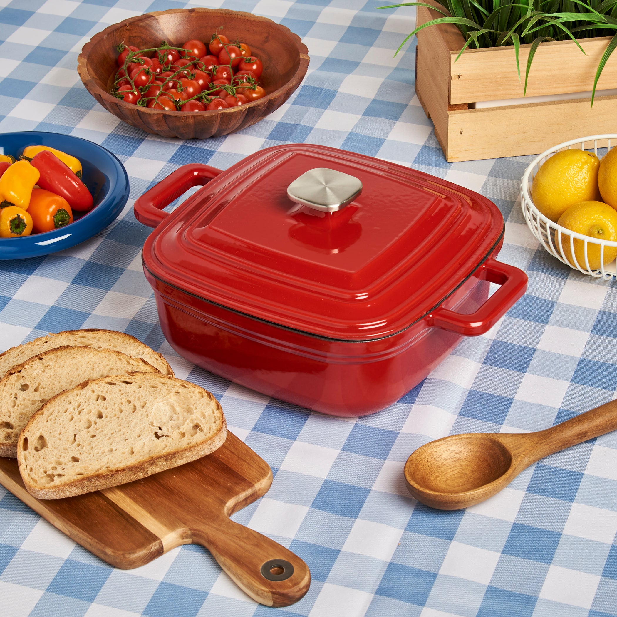 4-Quart Enameled Cast Iron Square Dutch Ovens, Red – Smith & Clark